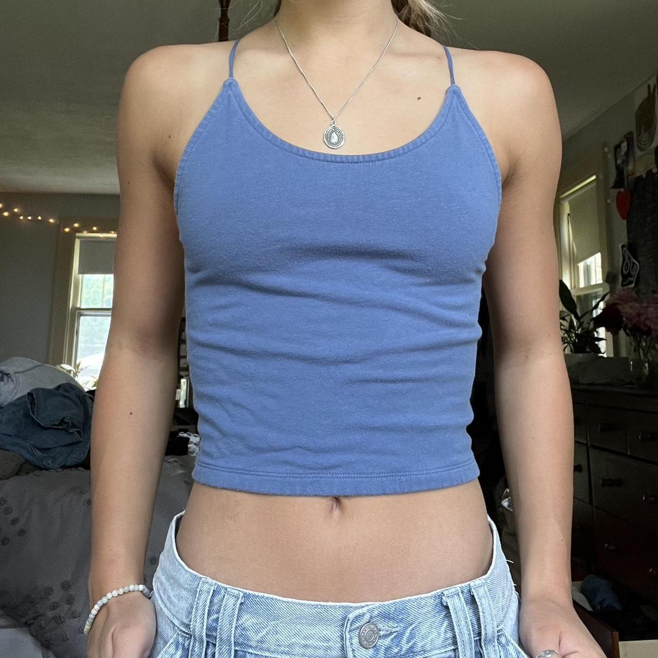 American eagle blue open back strappy tank top - Depop