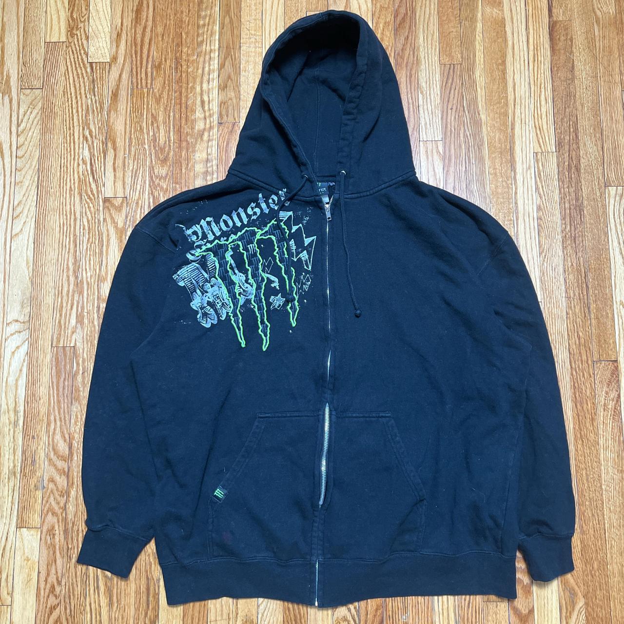Y2K Monster Energy zip up hoodie skater emo... - Depop