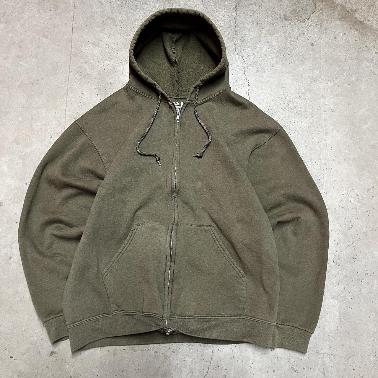 Y2k earth essential green zip up hoodie Tagged size... - Depop