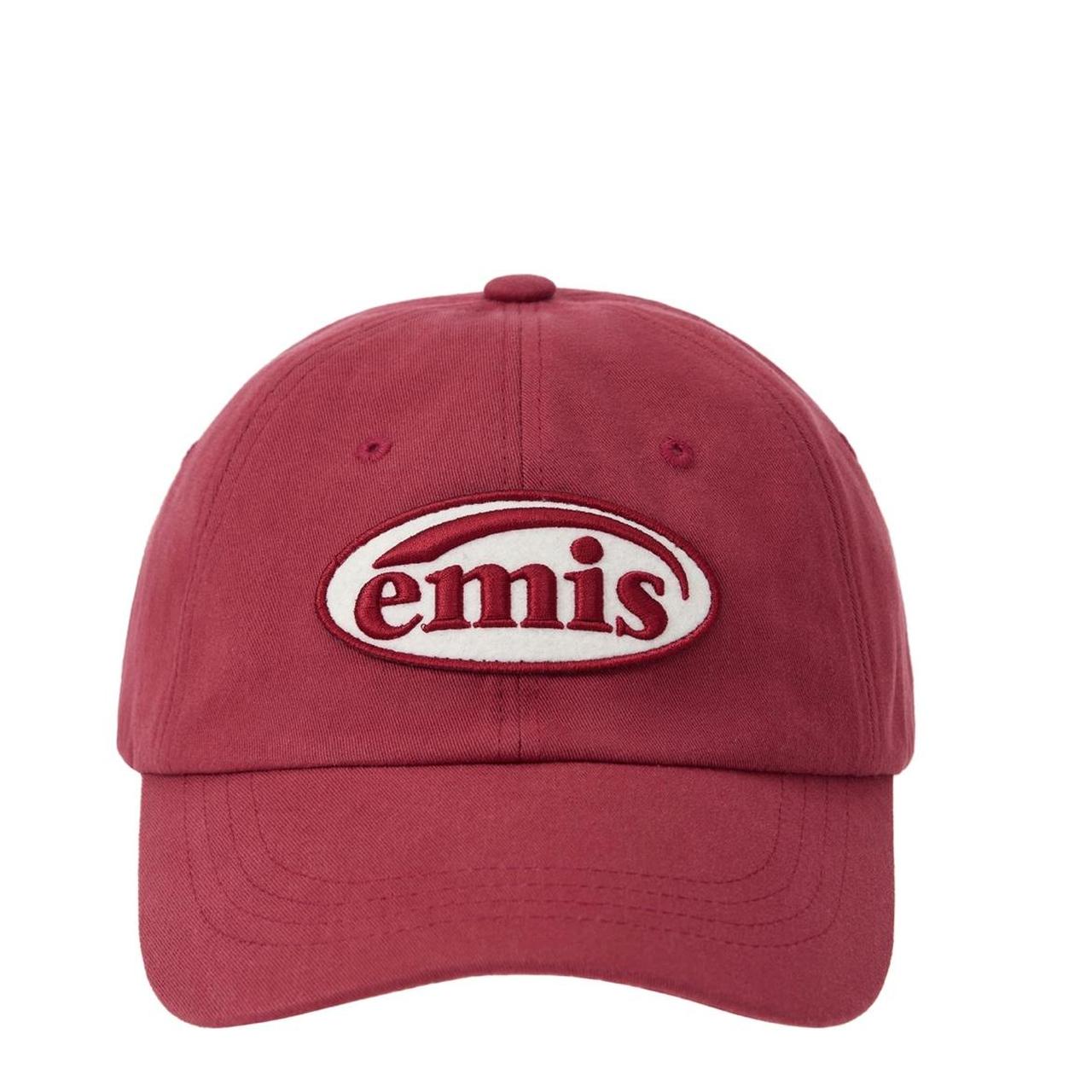 -emis tone on tone wappen ball cap in a muted red... - Depop