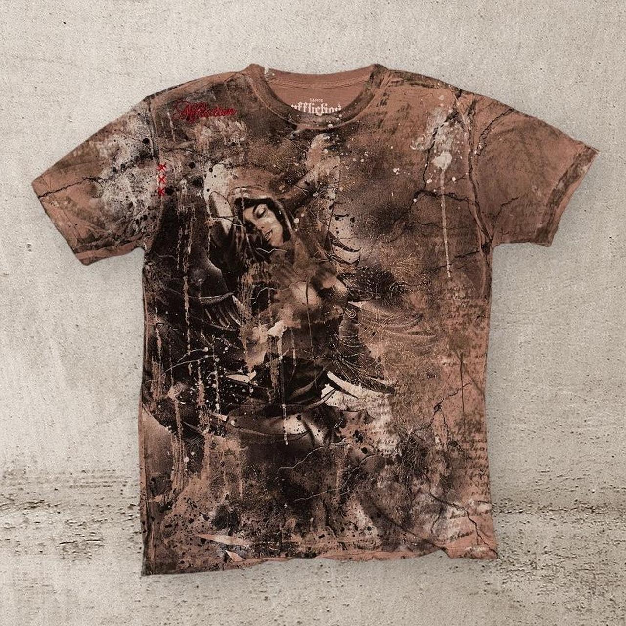 Affliction Bamboo tee with front and back designs.... - Depop