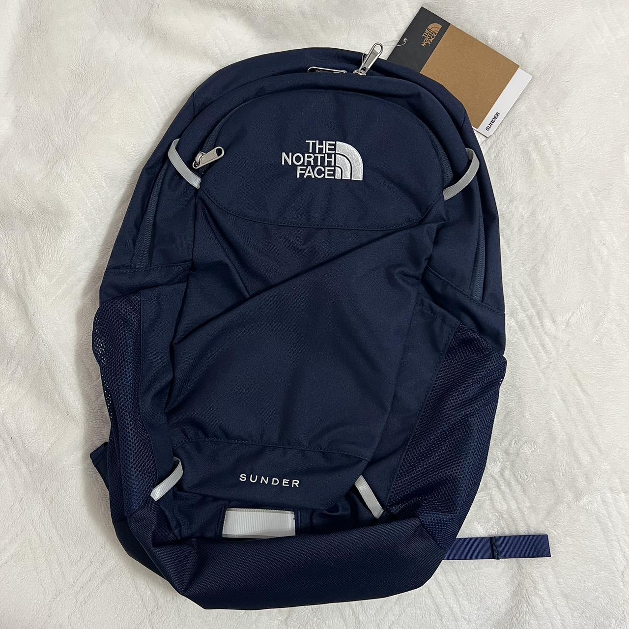 Navy Blue North face Backpack Reflective Brand New,... - Depop