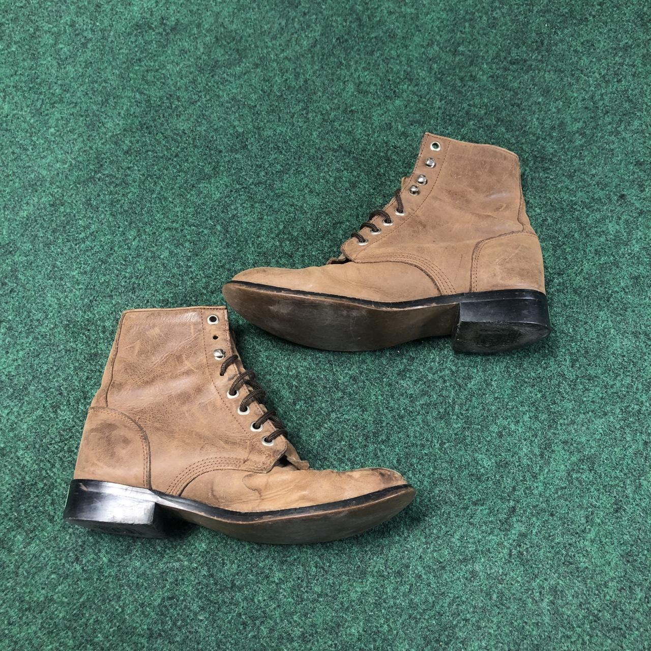 Justin Jr. Kiltie Roper Lace Up Boots Tan Youth Size... - Depop