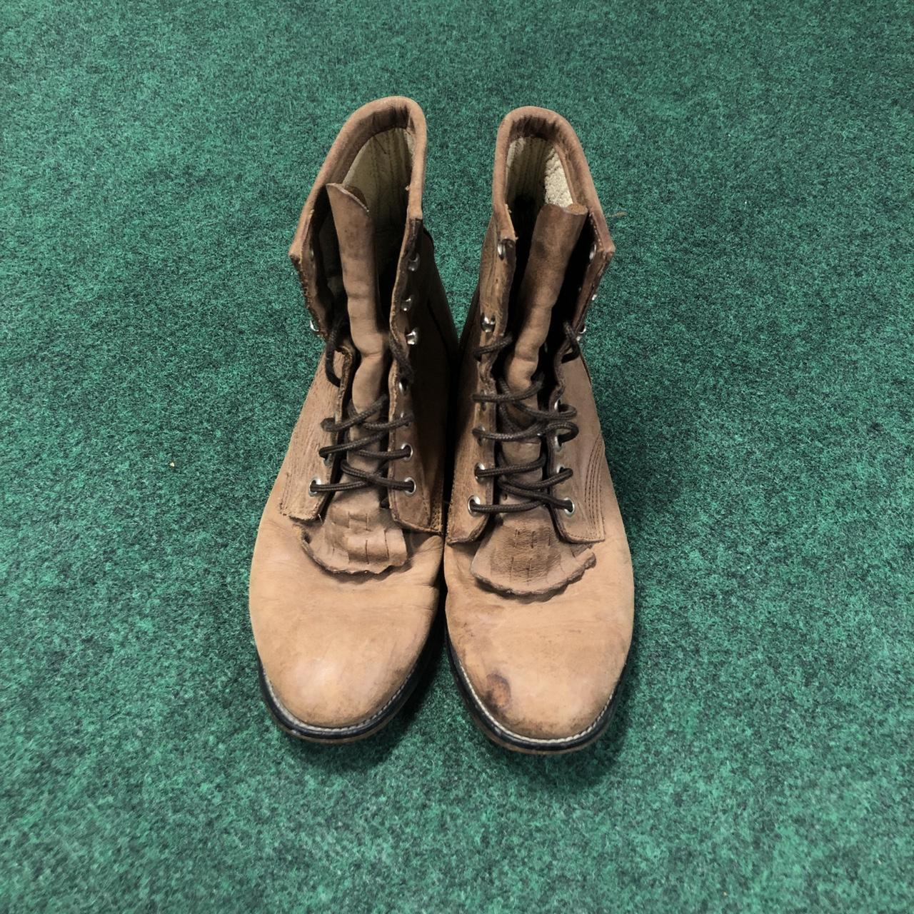 Justin Jr. Kiltie Roper Lace Up Boots Tan Youth Size... - Depop