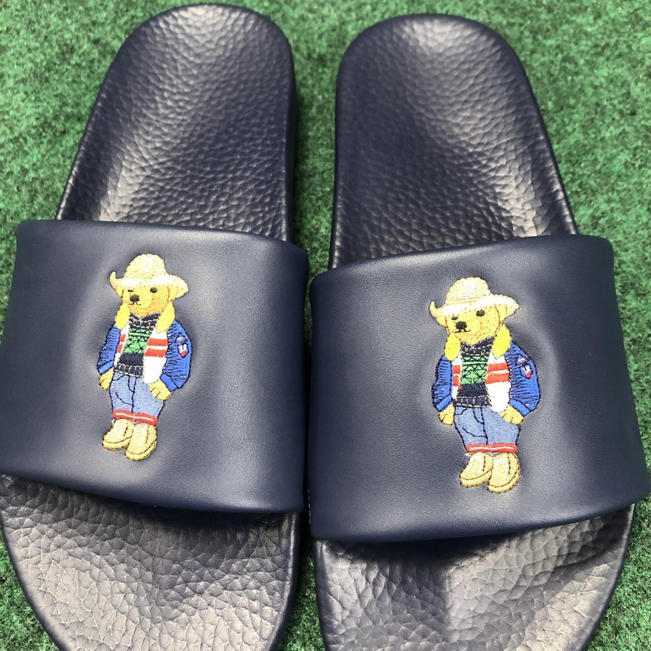 Polo Ralph Lauren Men's Blue Slides | Depop
