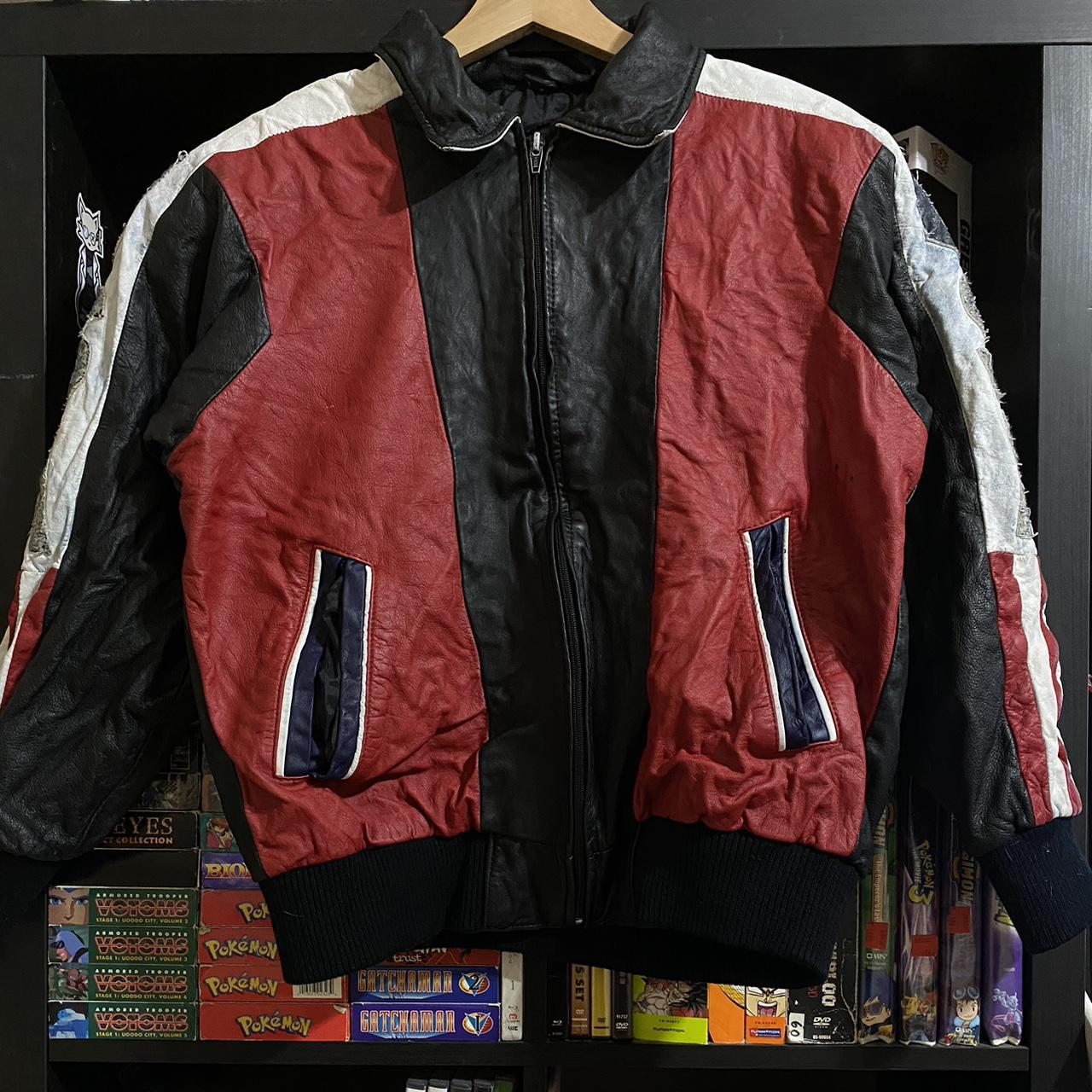 VINTAGE 90s USA LEATHER JACKET SIZE:... - Depop