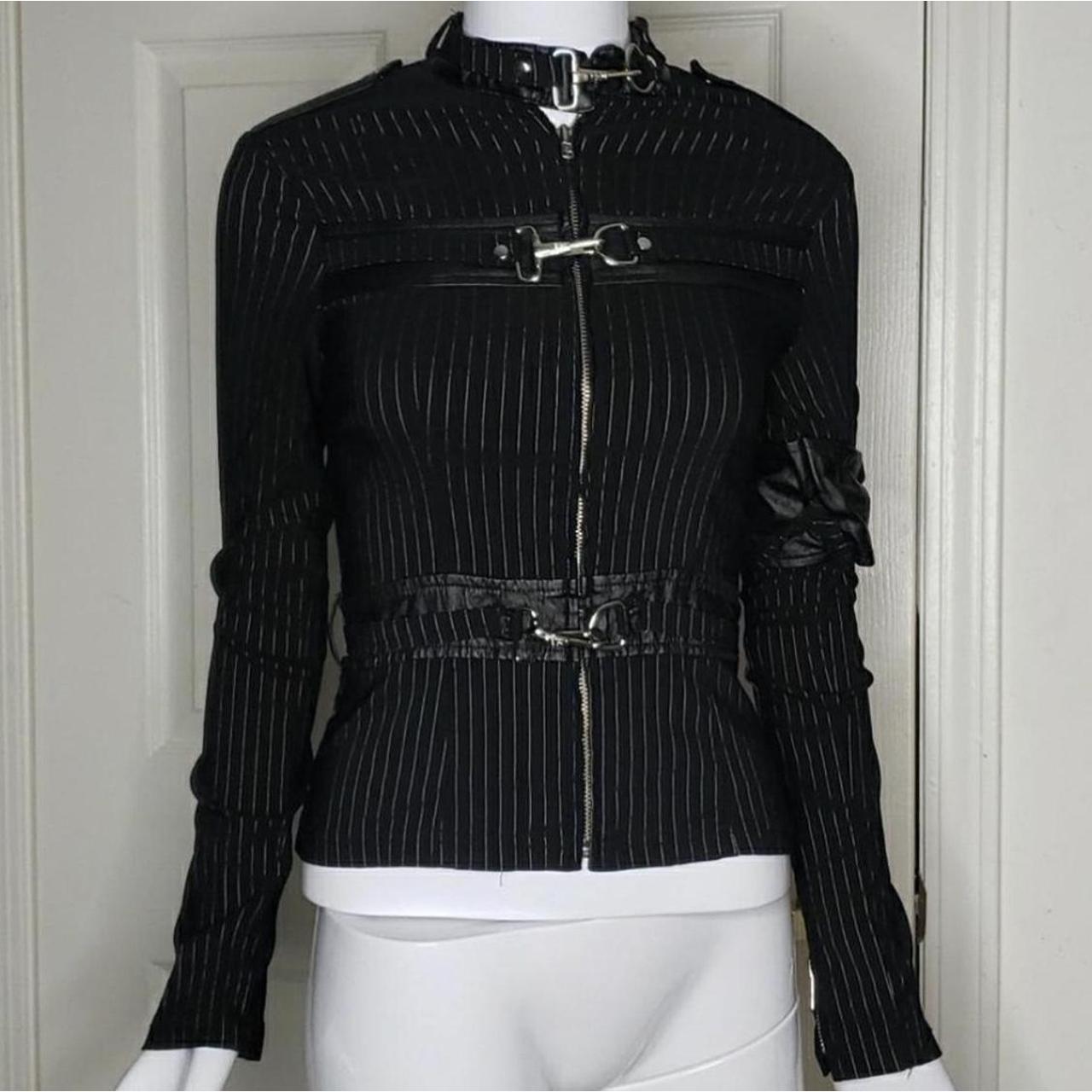 Lip Service Women's Black and Navy Jacket | Depop