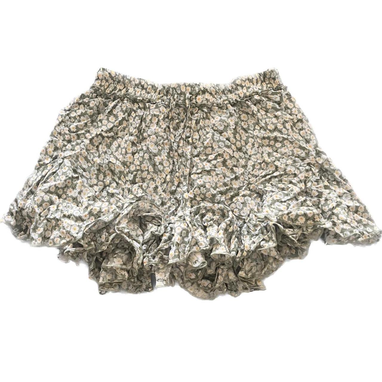 green floral ruffle skirt super cute aus size 12 /... - Depop