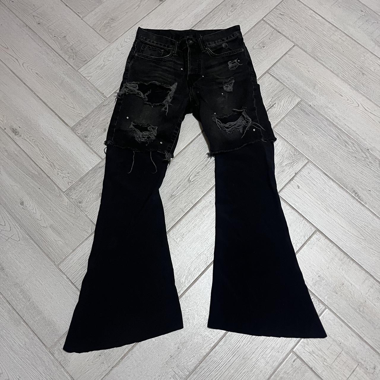 Distressed flared pants Detailed with gems... - Depop