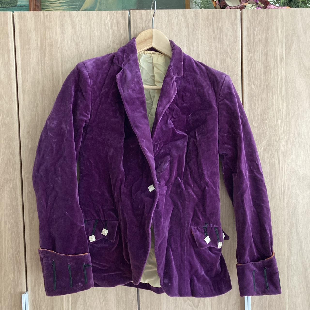 Vintage 60’s era Purple velvet jacket with yellow... | Depop