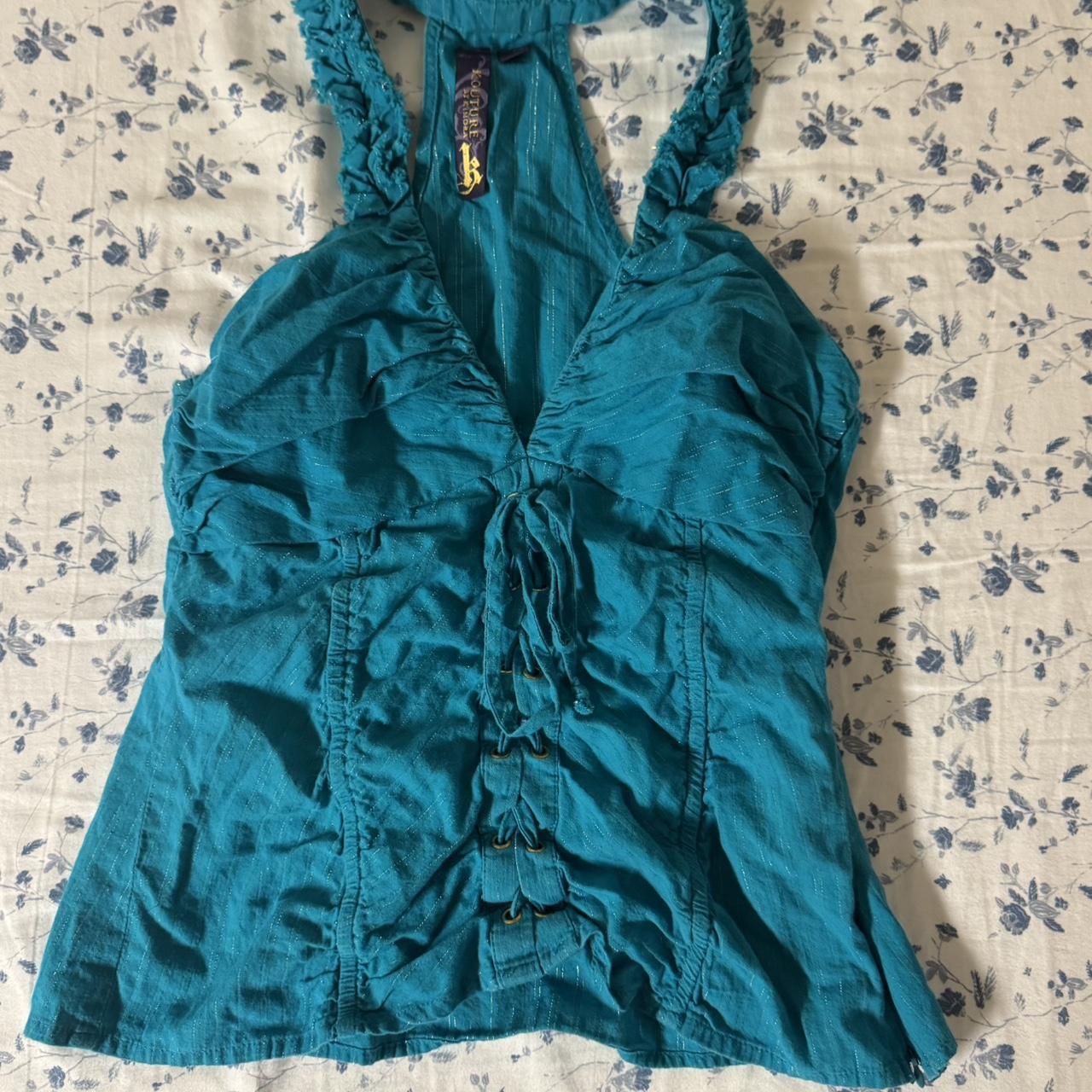 Teal halter top with ruffles #fairycore | Depop