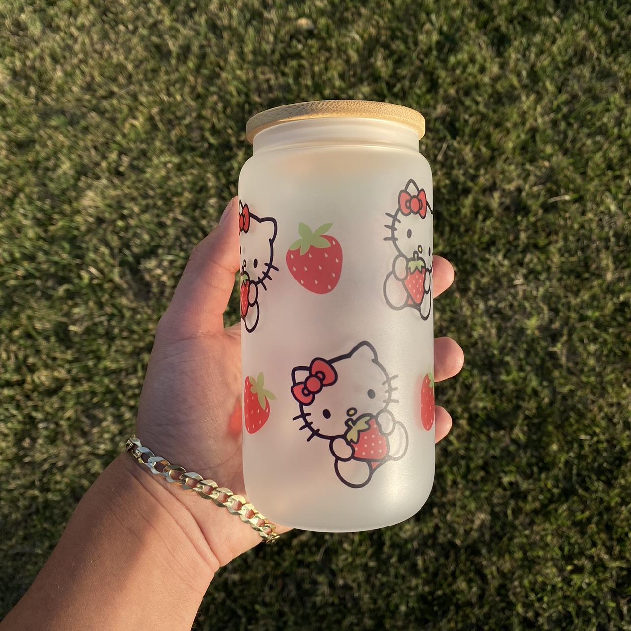 Hello kitty frosted cup Capacity: 16oz Comes with... - Depop