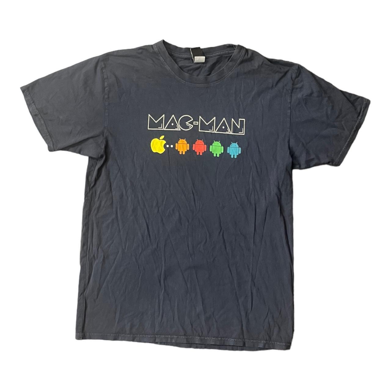 PAC Man Mac Man Apple Gamer Tech Navy Tee Size M/L.... - Depop