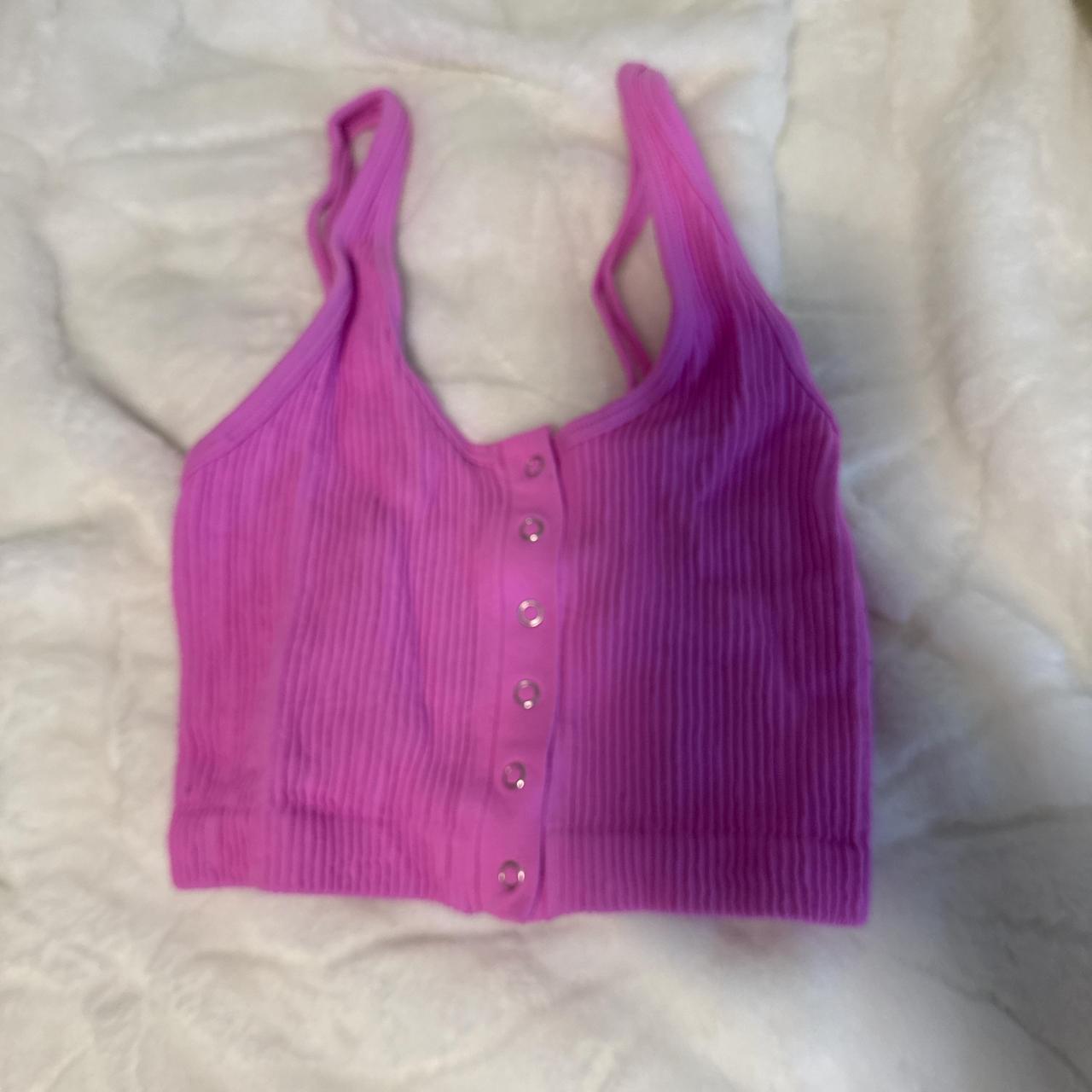 Pink ribbed crop top #croptop size small aerie - Depop