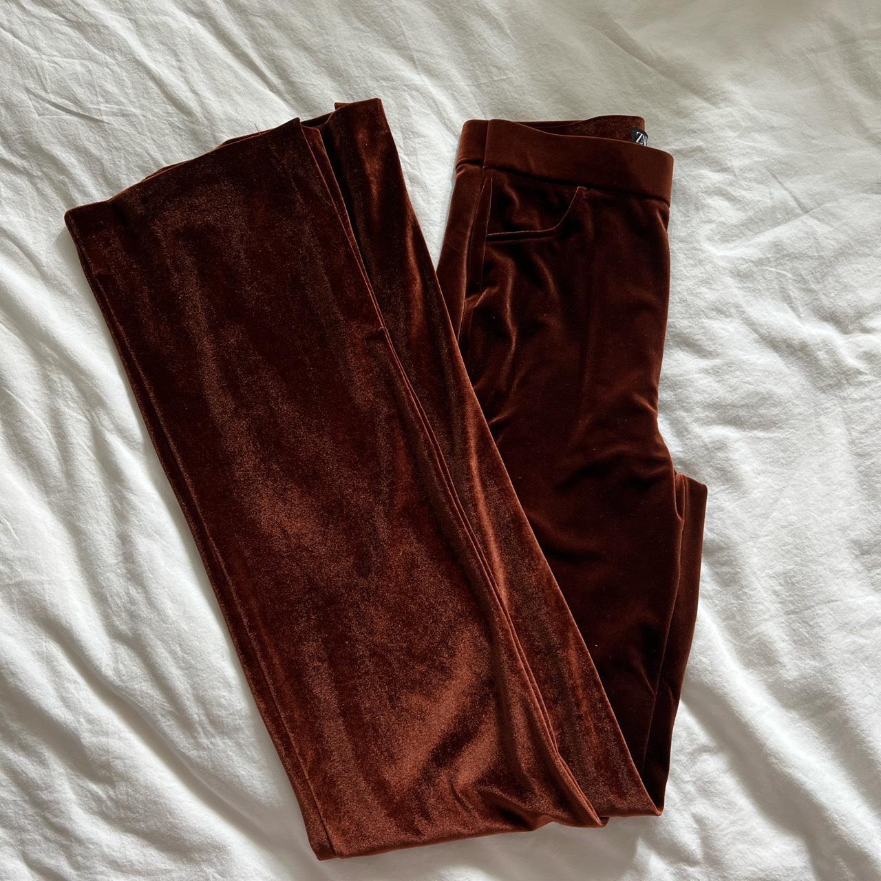 Velvety copper shimmer Zara tights with flared ends... - Depop