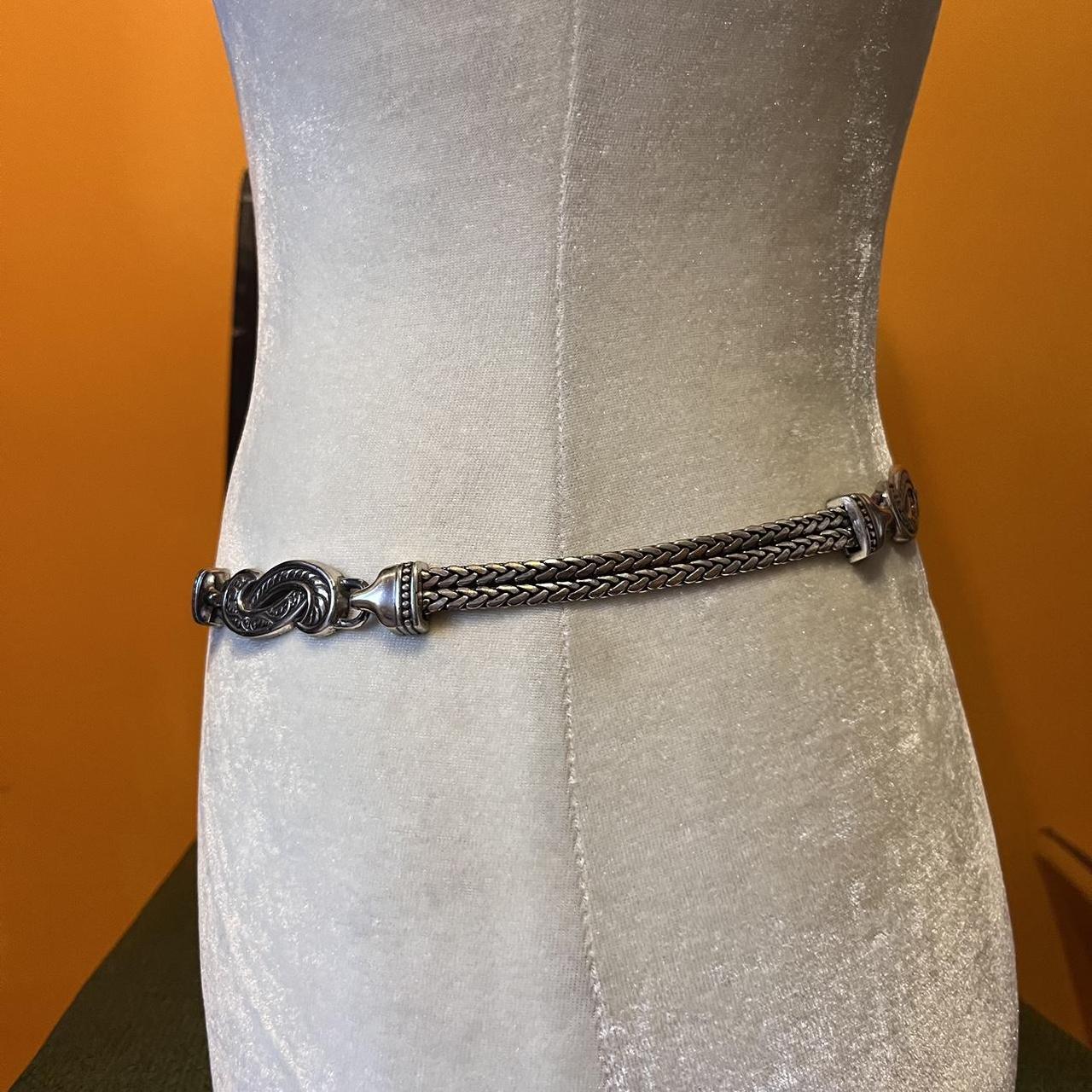 80s/90s Western style metal chain belt with metal... - Depop