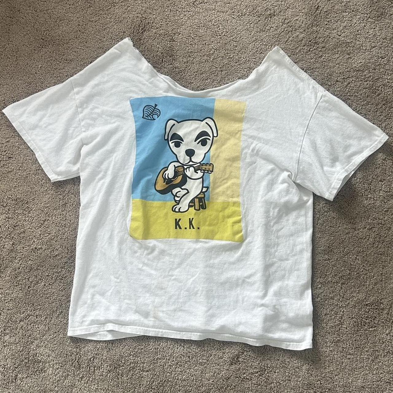 White off-the-shoulder Animal Crossing tee — best... | Depop