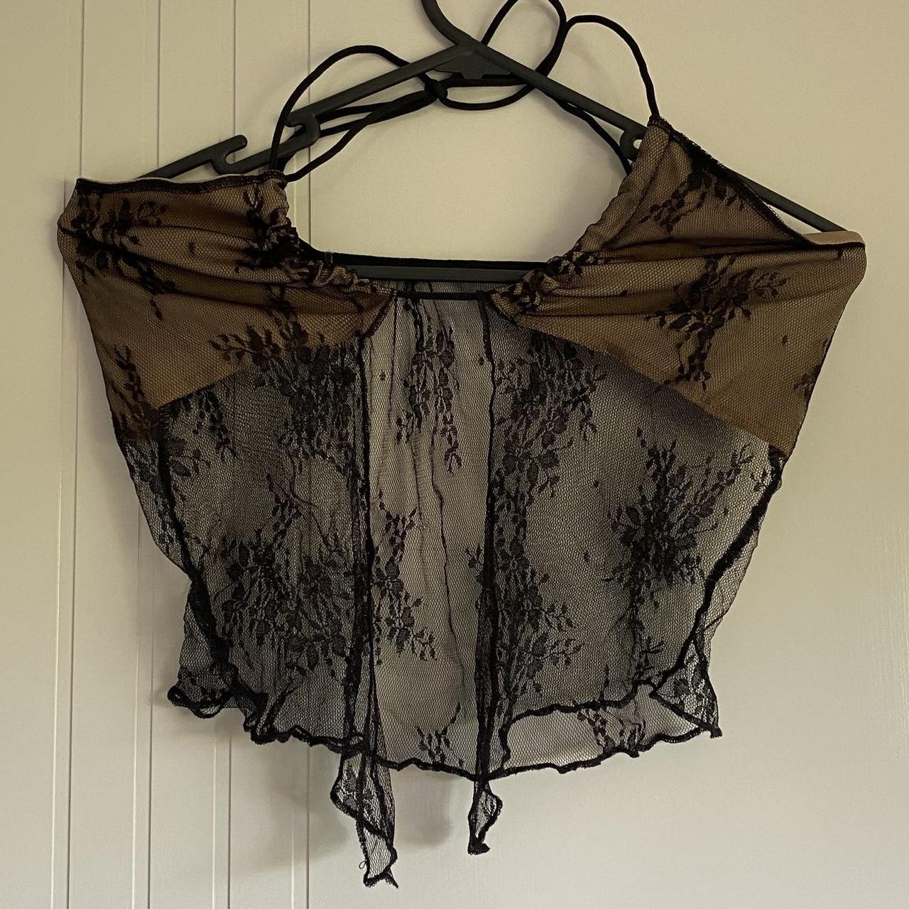 Cider netted lace crop top, super cute. Never worn... - Depop