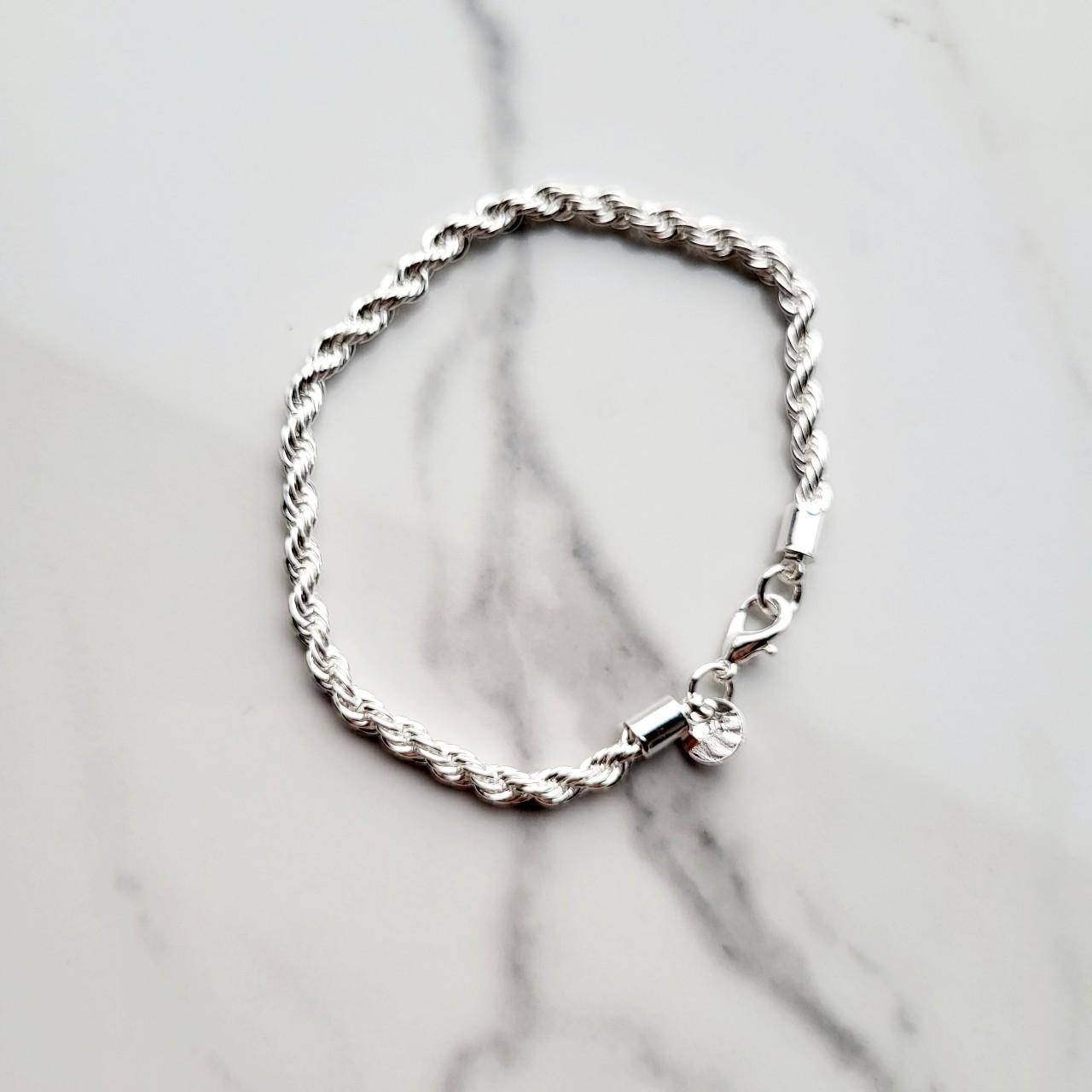 925 sterling silver plated rope chain bracelet. 925... - Depop