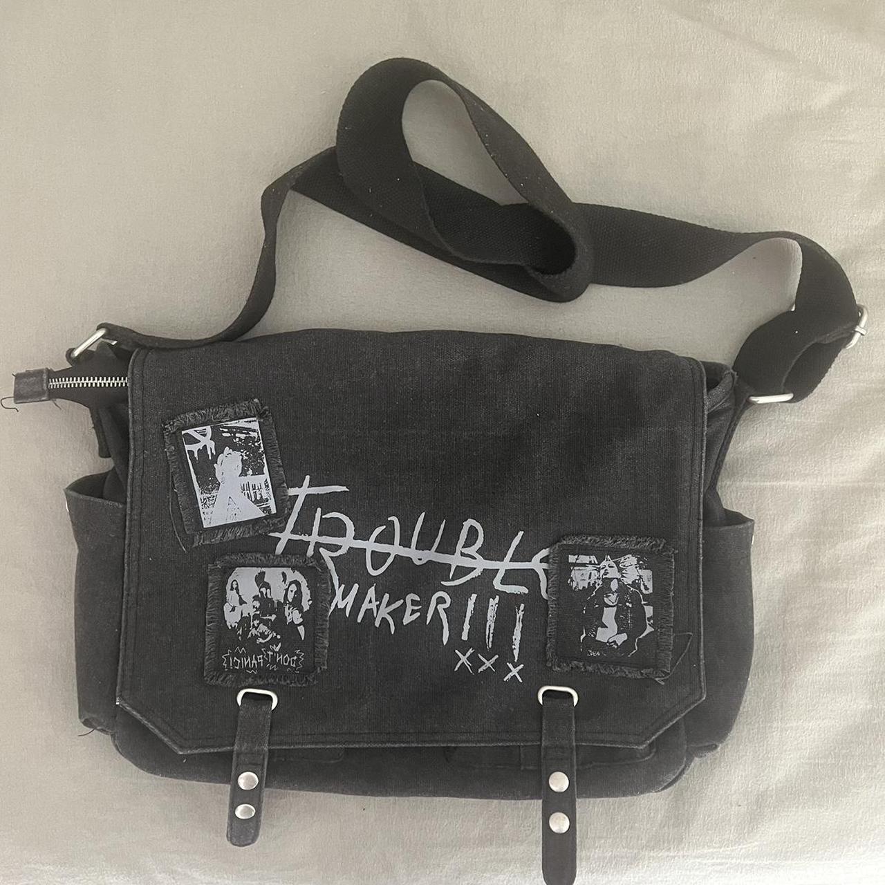 minga london troublemaker black canvas messenger... - Depop