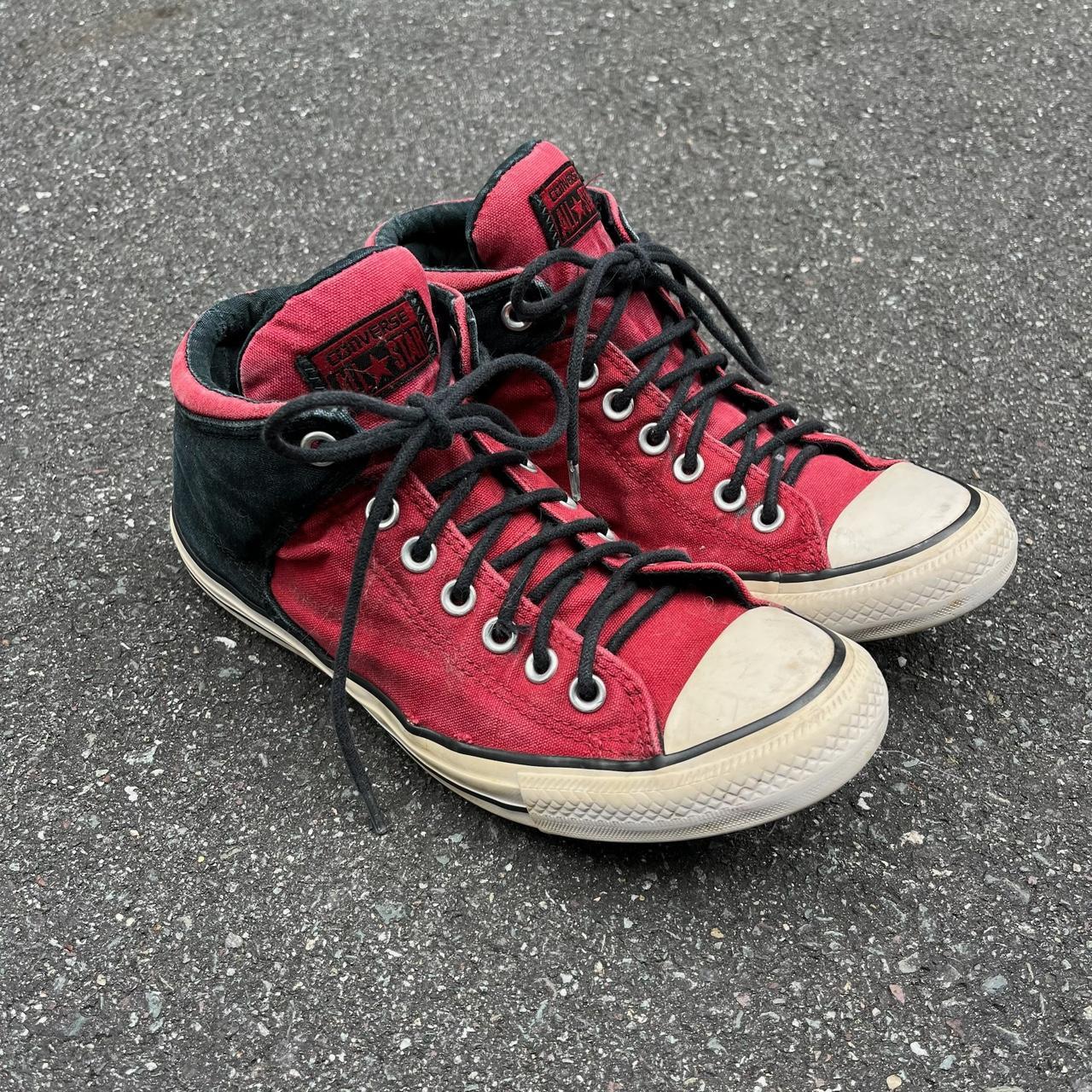 vintage 2000s red and black converse chuck... - Depop