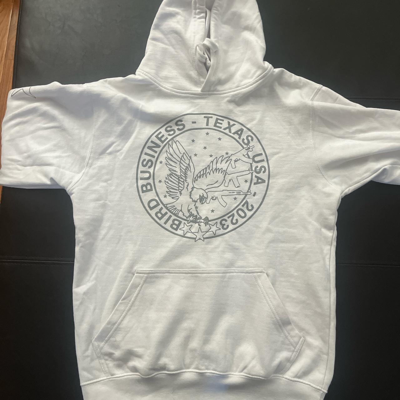 Summrs Bird business hoodie white size small - Depop