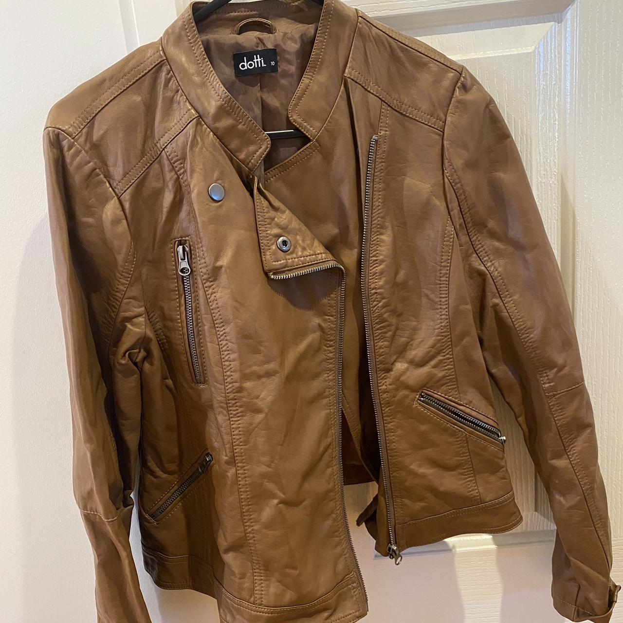 Brown faux leather jacket. Originally from Dotti.... | Depop
