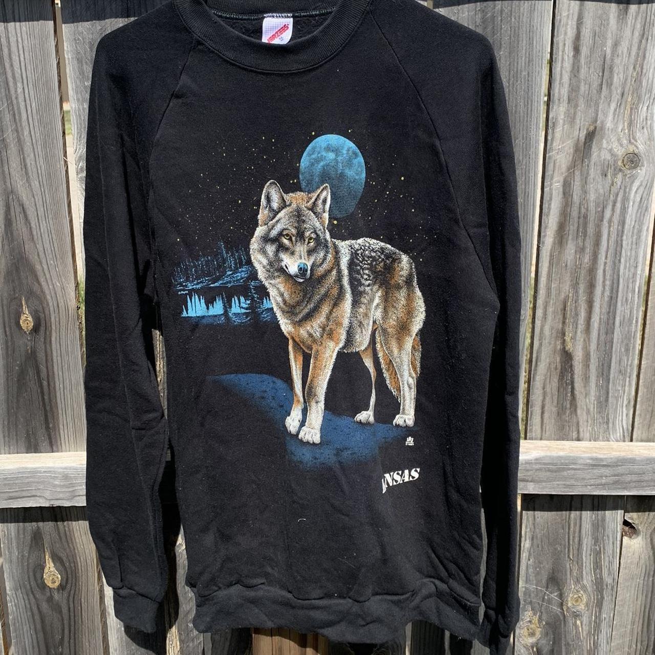 Vintage 1987 Kansas Wolf Moon crewneck... - Depop