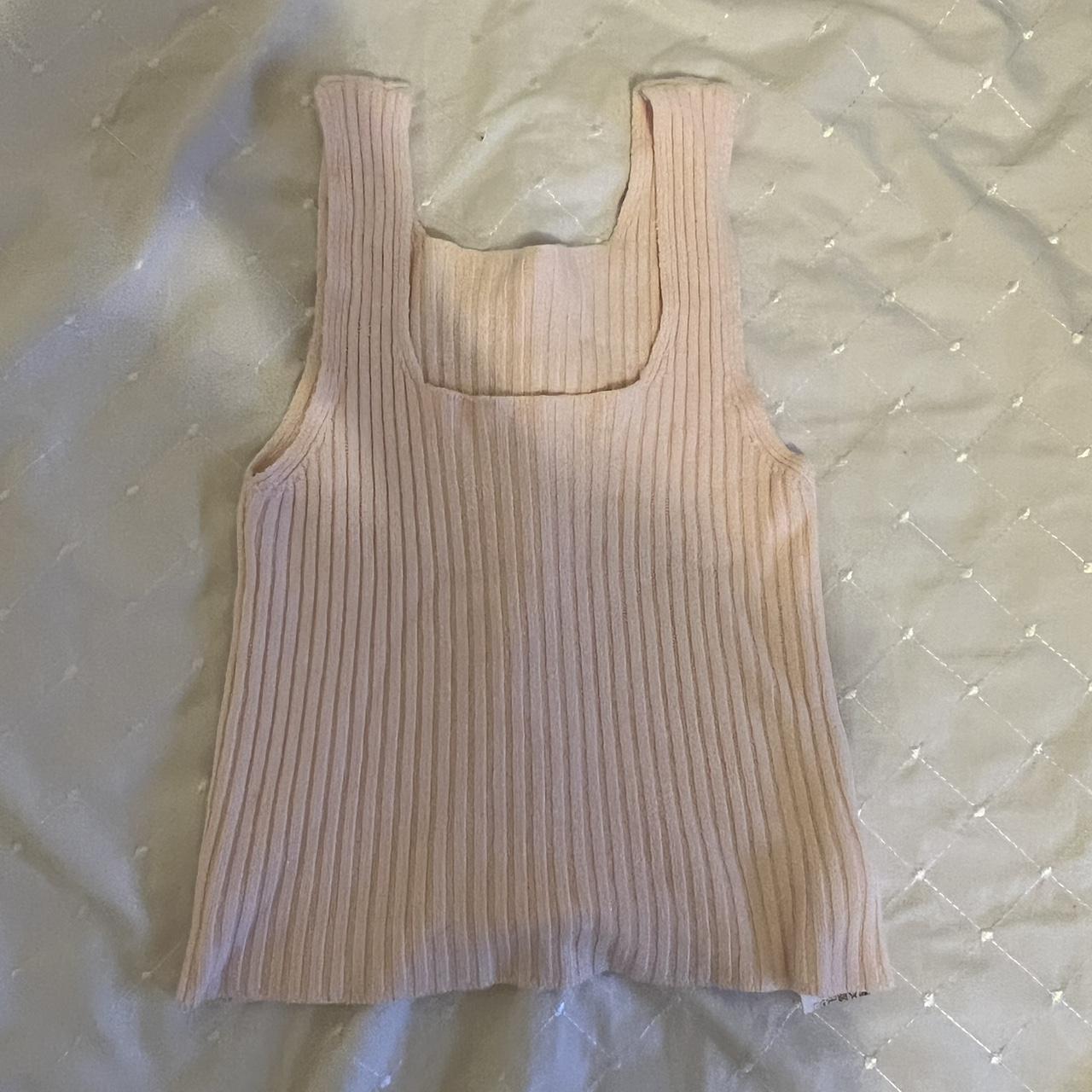 Cute coquette pink Brandy Melville knitted top —... - Depop