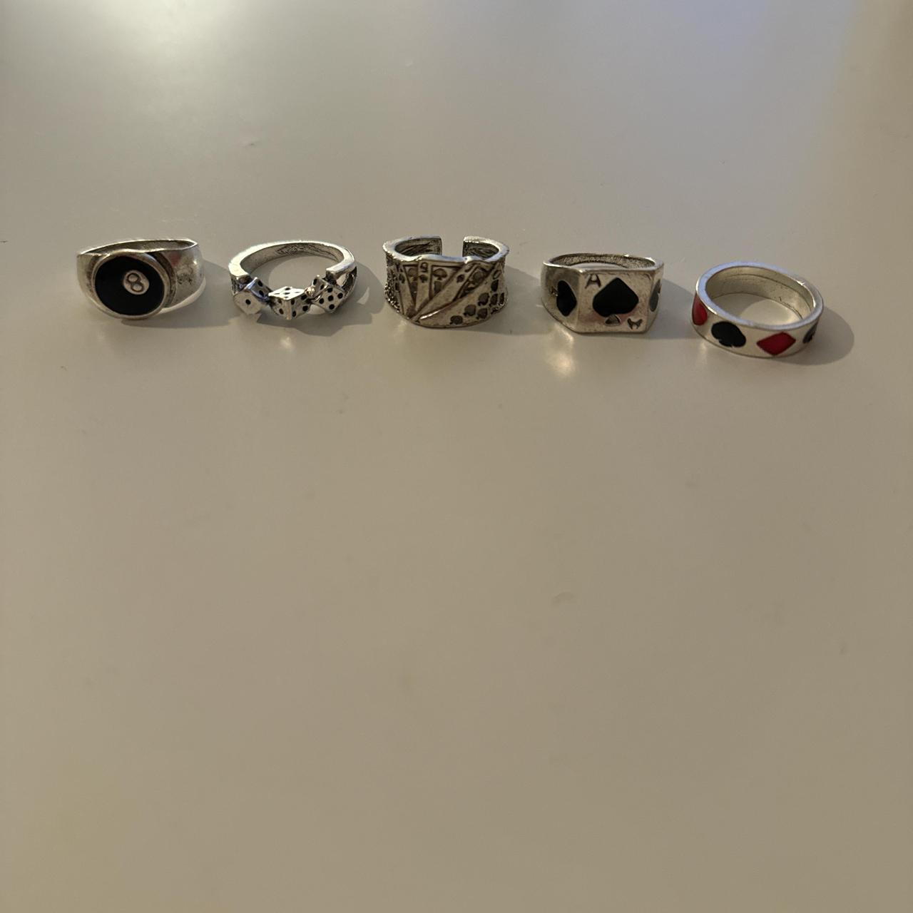 set of 5 silver plated rings bought at a vintage... - Depop