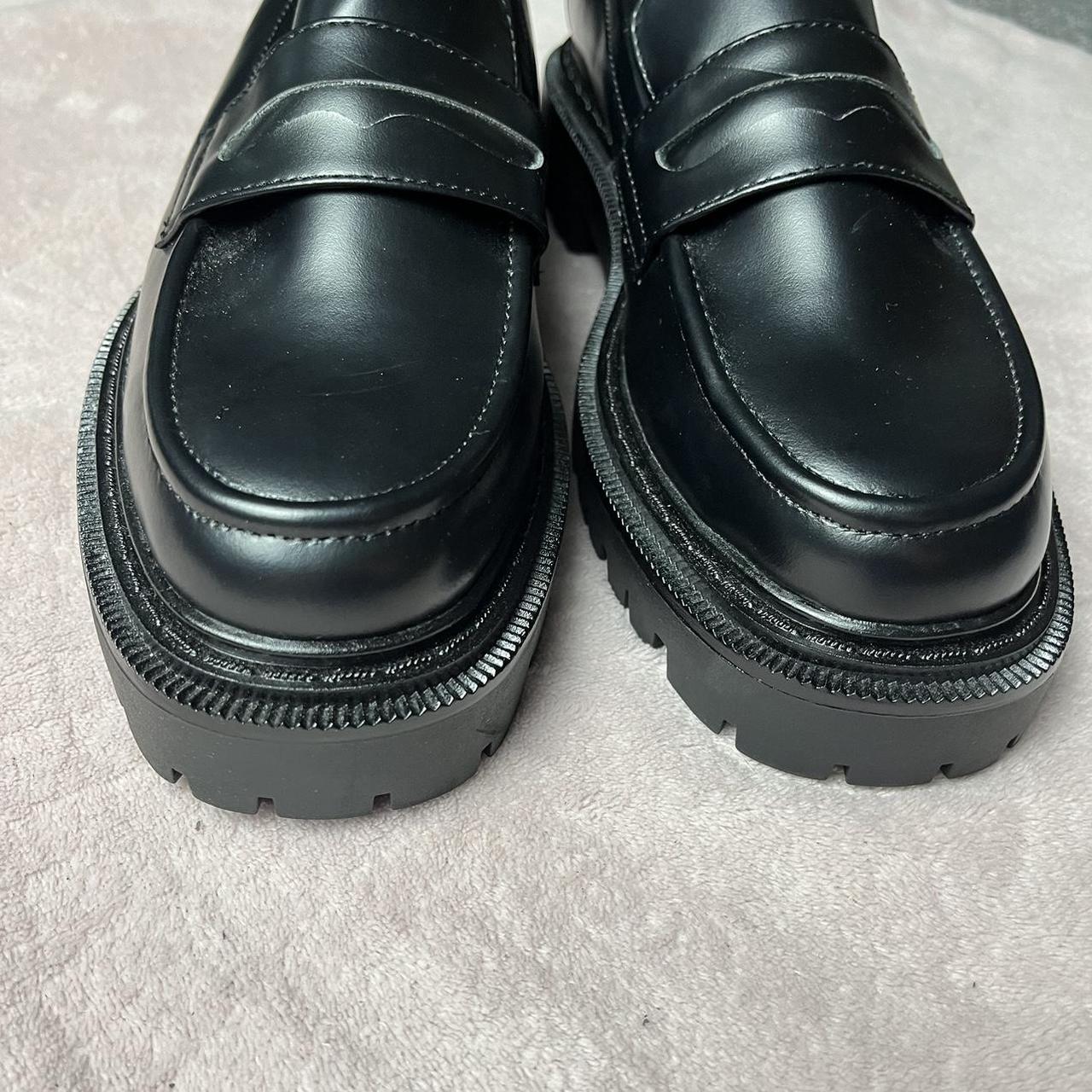H&M Black Chunky Loafers Size 39/ 8 1.5” heel 1”... - Depop