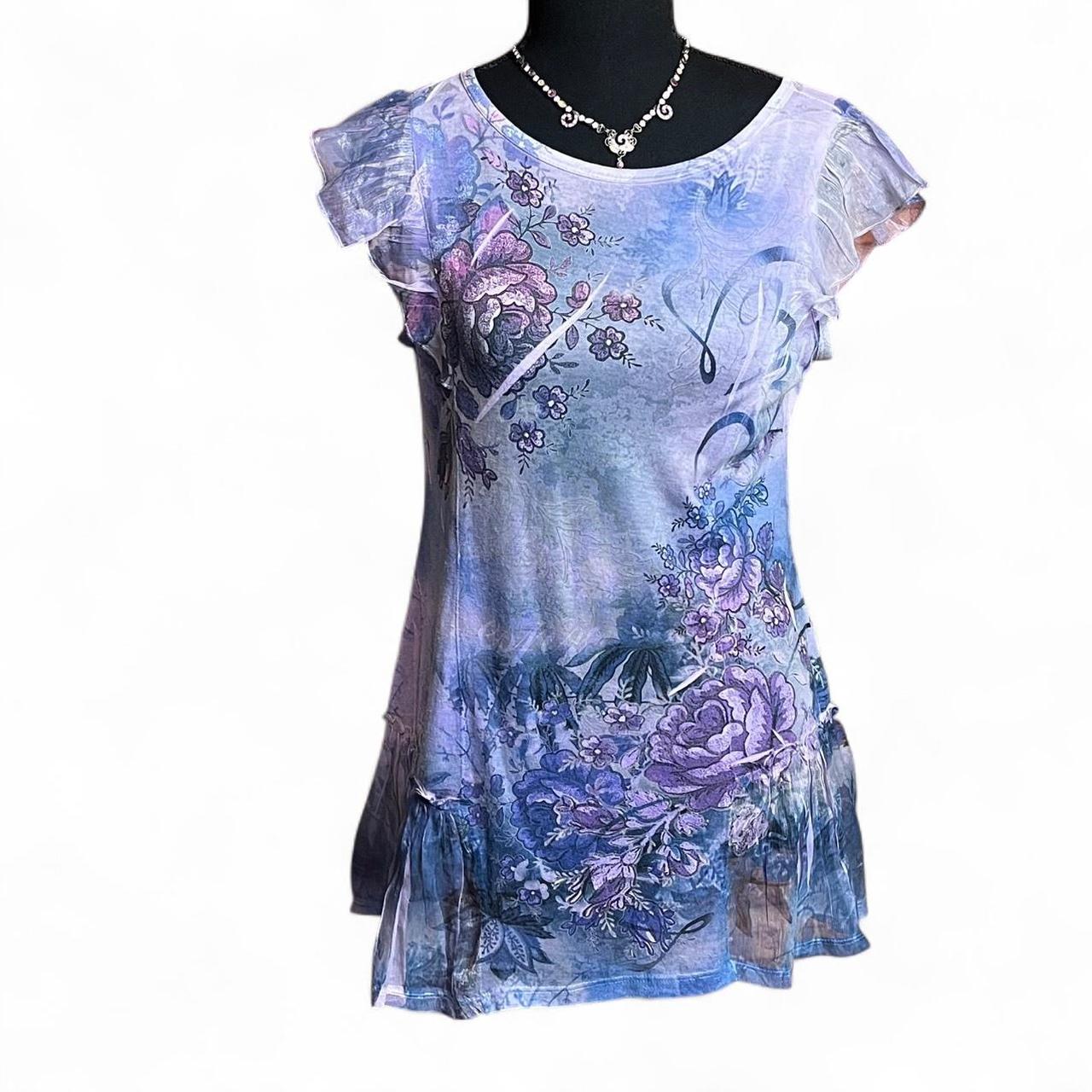 Casual Freedom Purple floral print ruffle short... | Depop