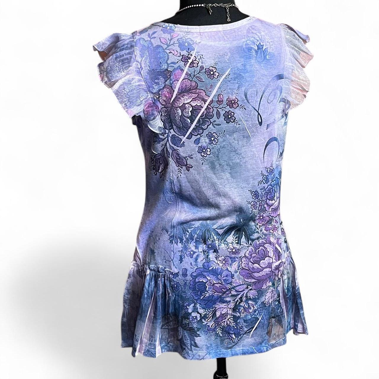 Casual Freedom Purple floral print ruffle short... | Depop