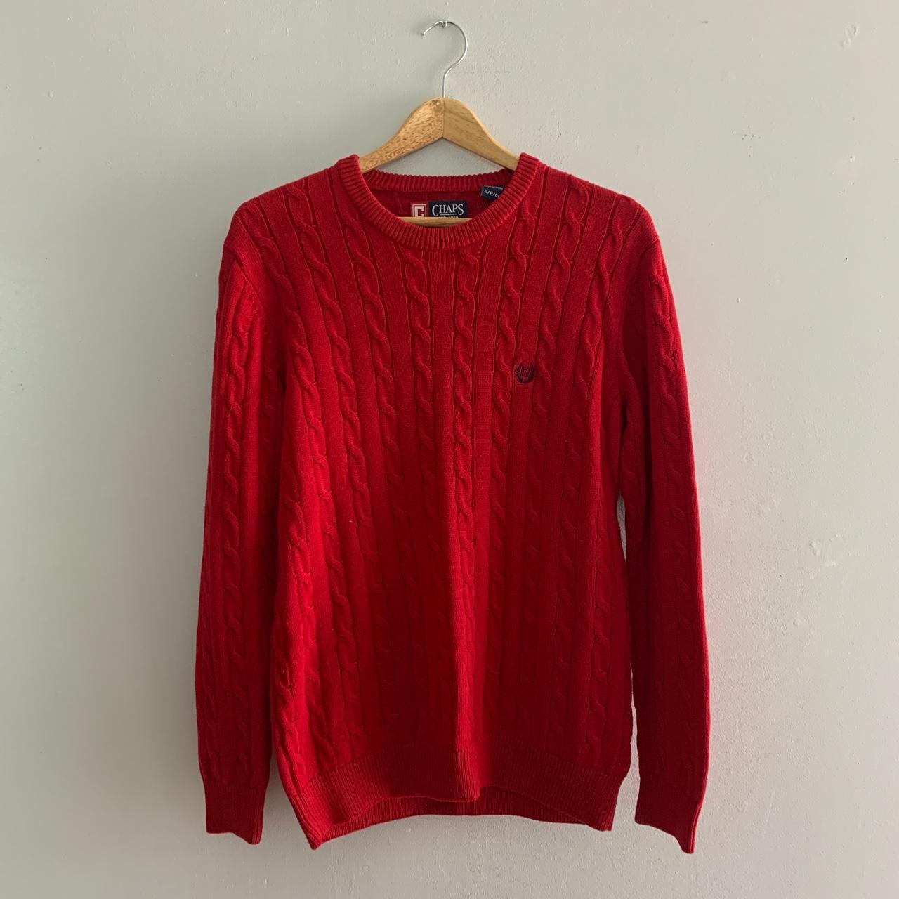 Chaps red knitted long sleeve sweater in the size small - Depop