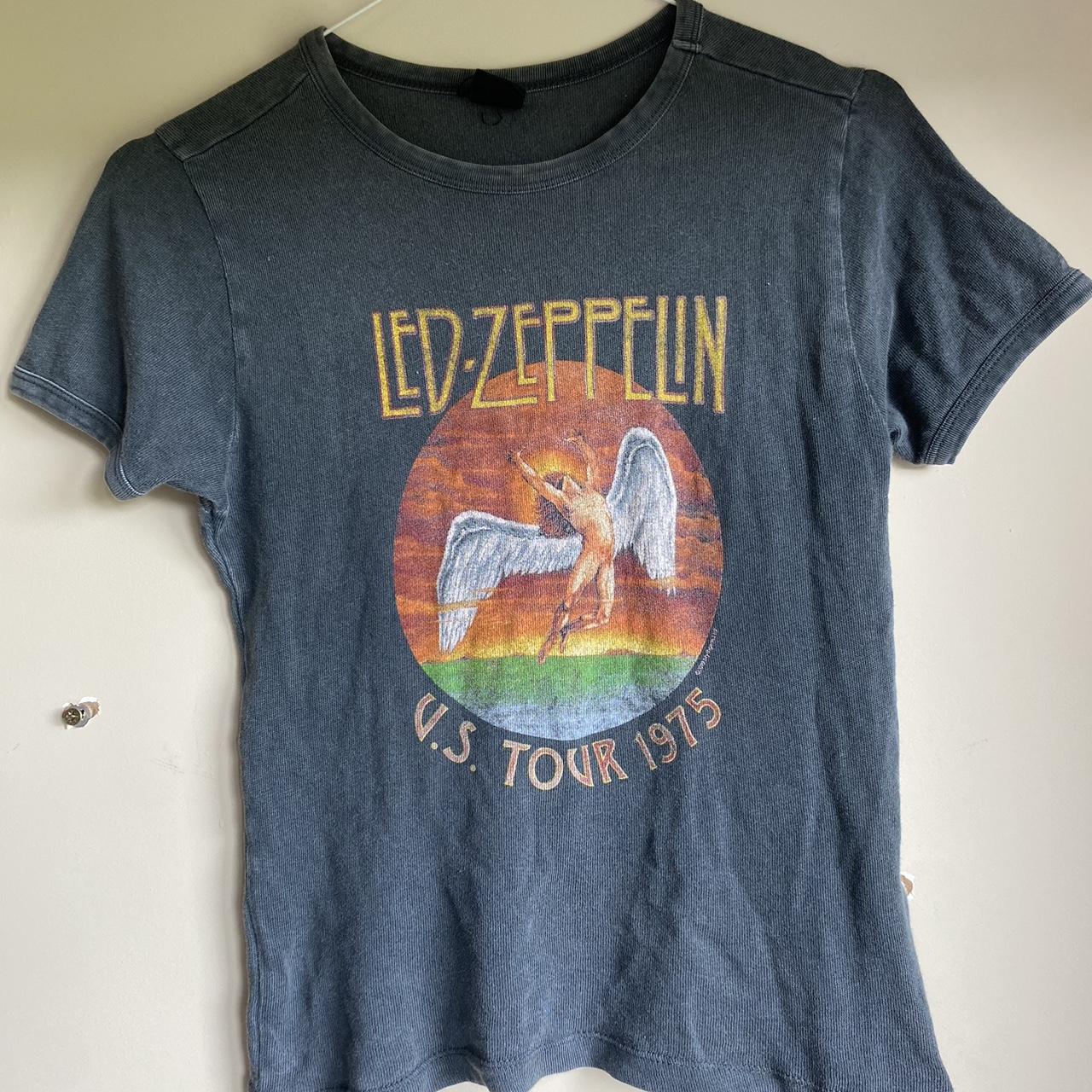 Urban Outfitters Grey “Led-Zeppelin” baby tee Size... - Depop