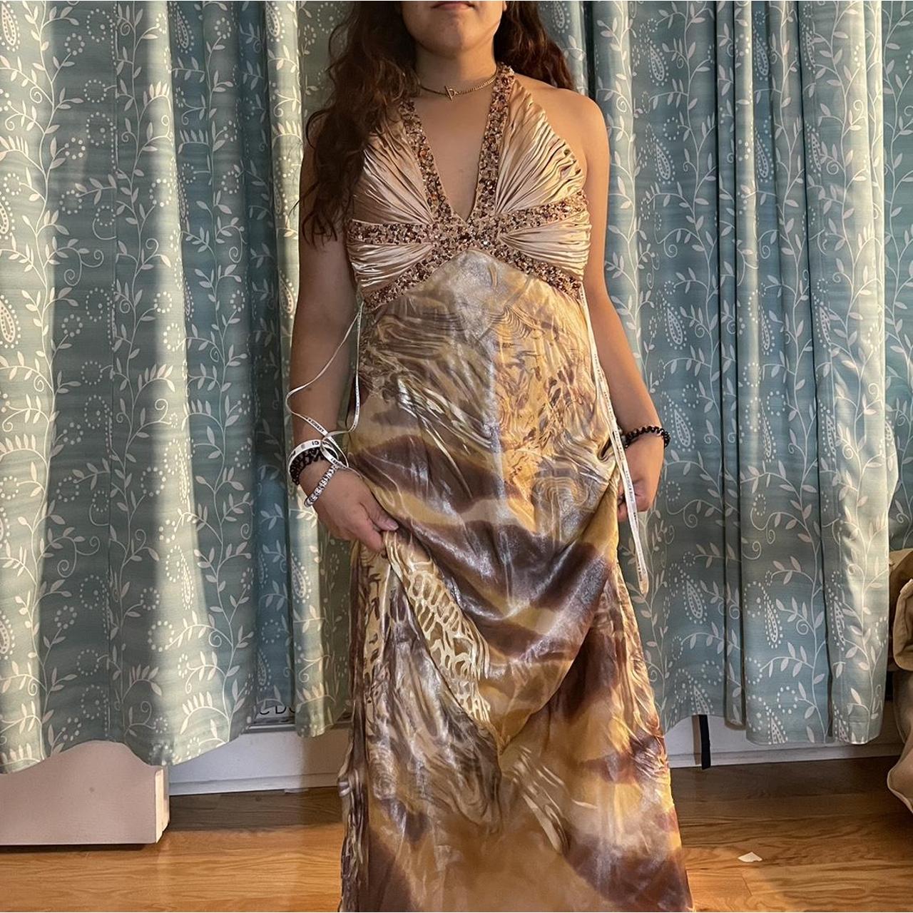 pretty formal dress with beaded top, missing some... - Depop