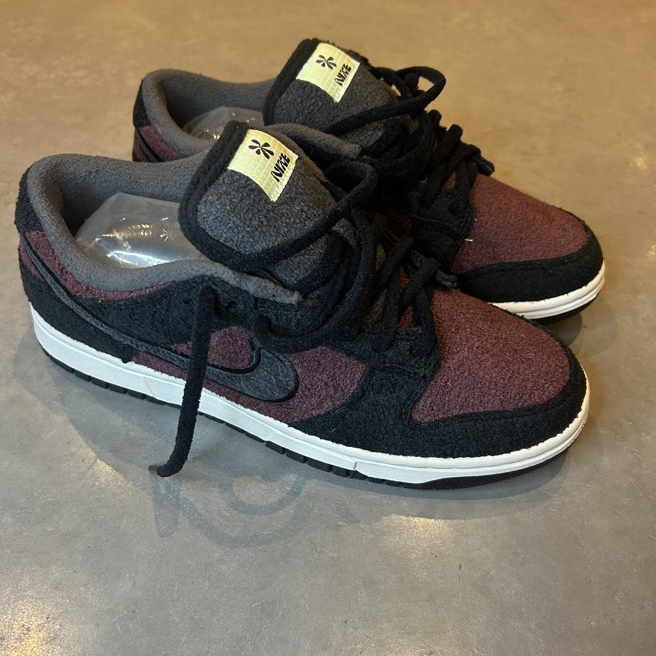 Nike Dunk Low SE Burgundy Fluffy Size UK 7 Brand... - Depop