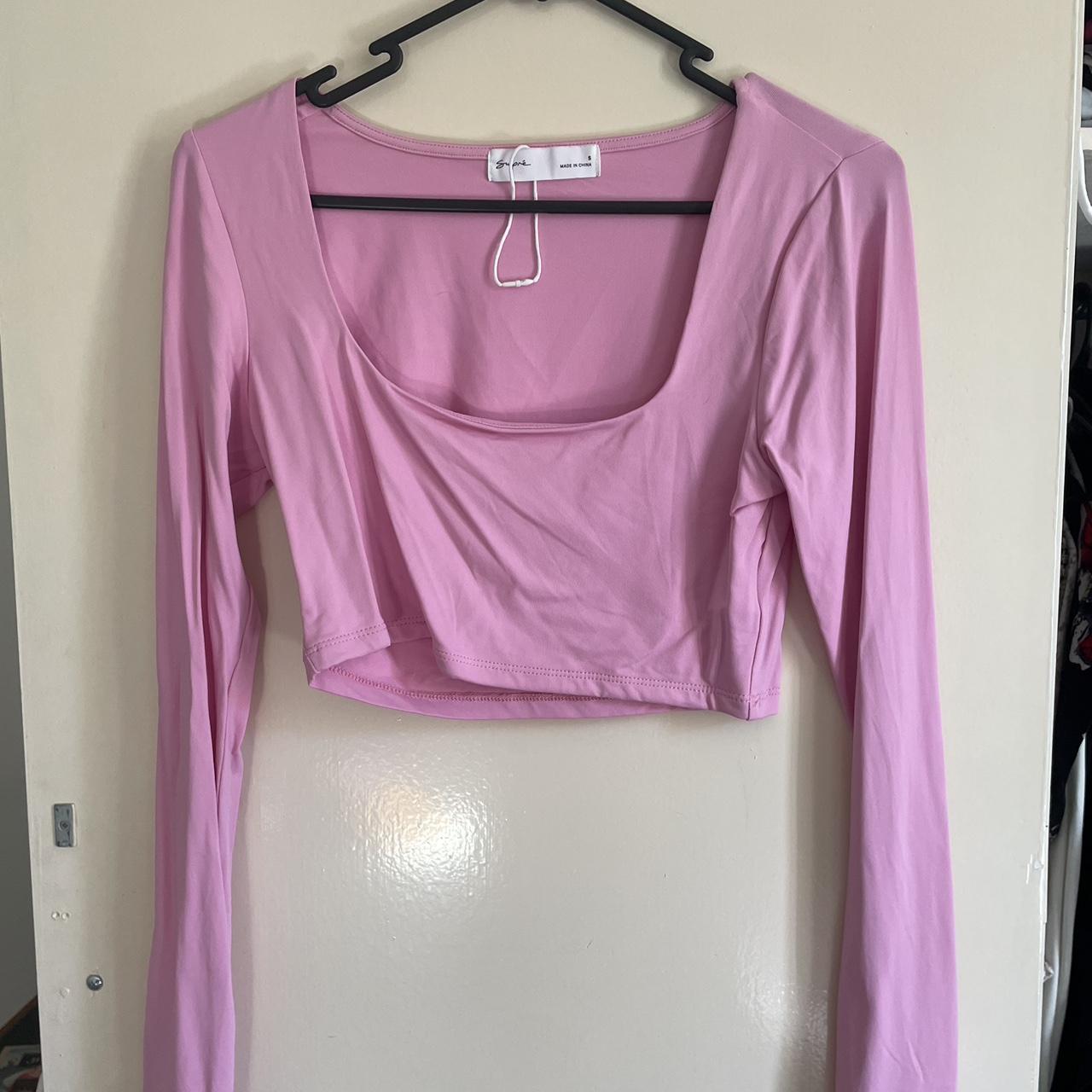 Super pink crop long sleeve Size s Worn once - Depop