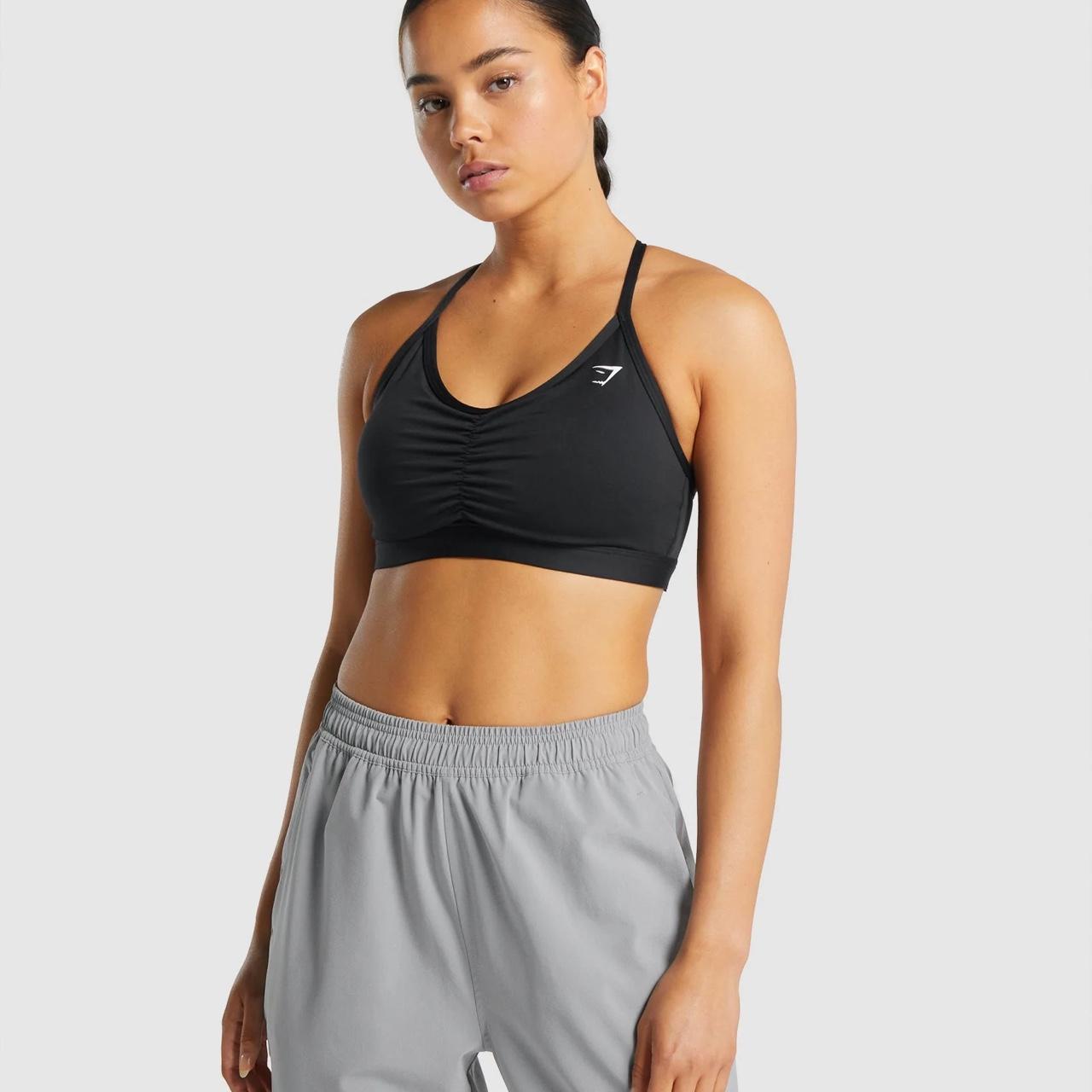 Gymshark Black Ruched Training Bra (Padding has been... - Depop