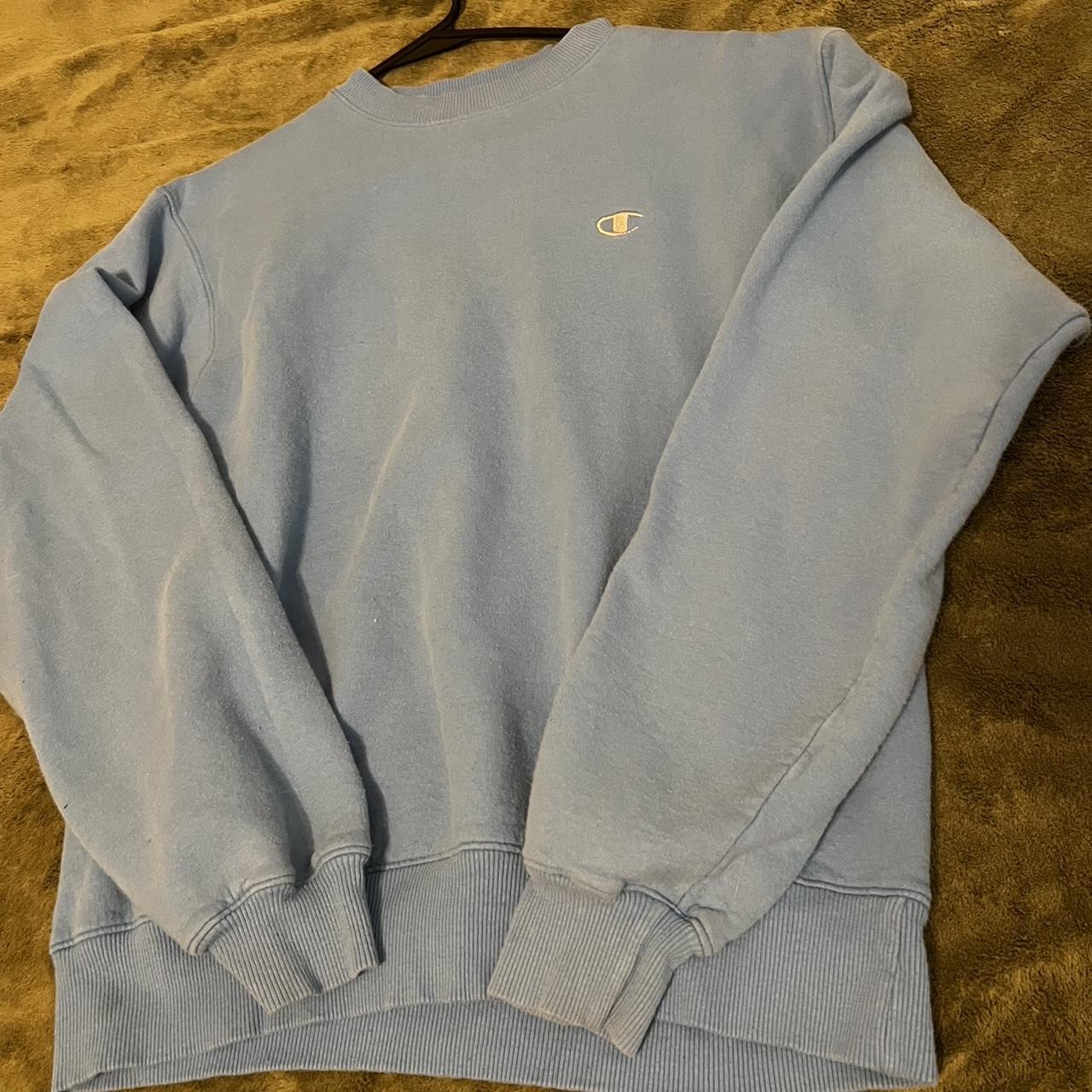Blue champion crew neck Like new cozy for the... - Depop