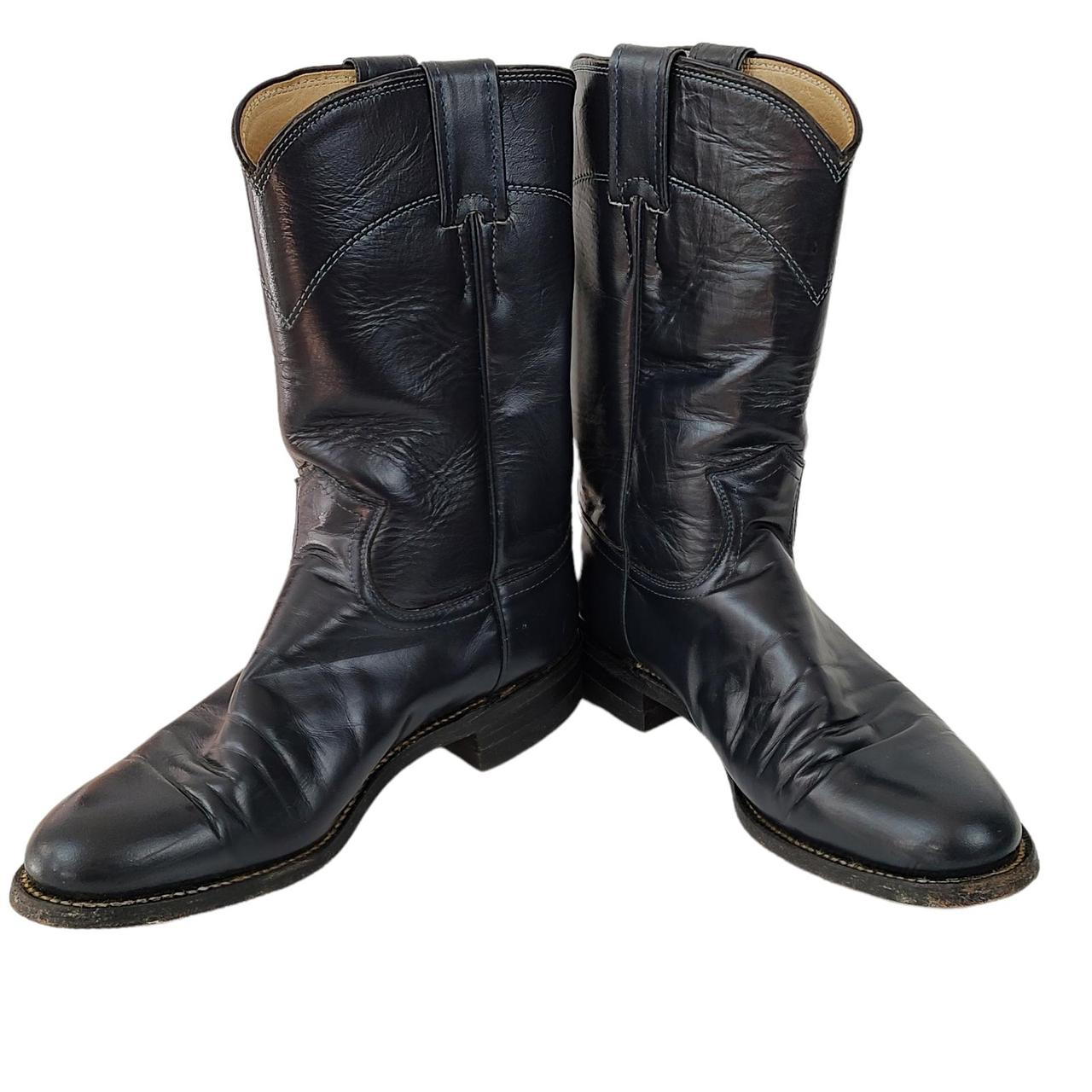 Justin dark navy blue Roper boots, size 6.5B, in... - Depop