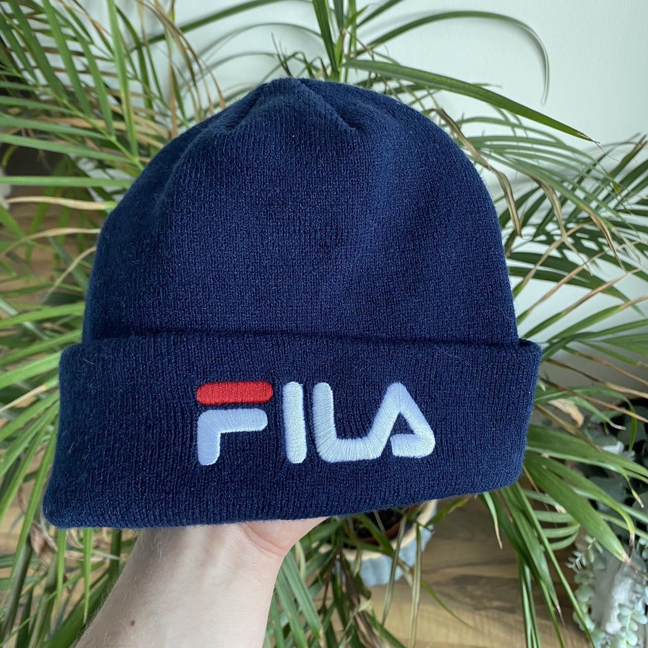 FILA beanie ️navy blue, white and red colour... - Depop