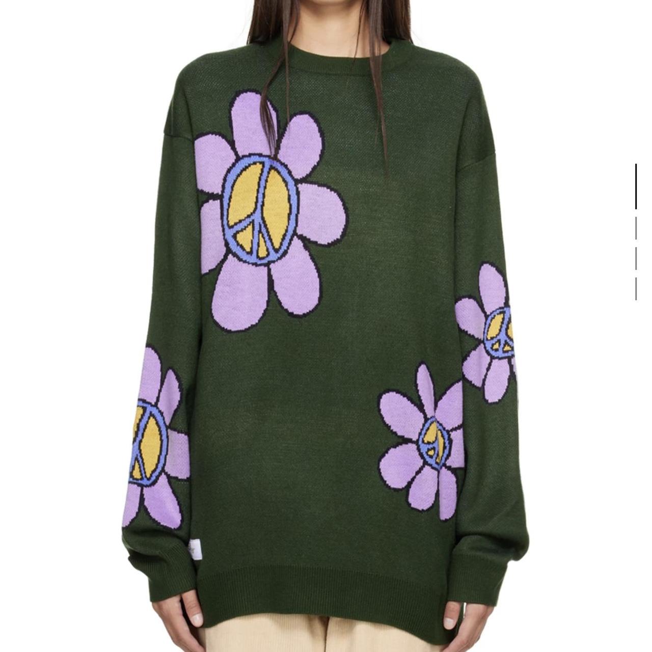 BUTTER GOODS Green Flower sweater size M. - Depop