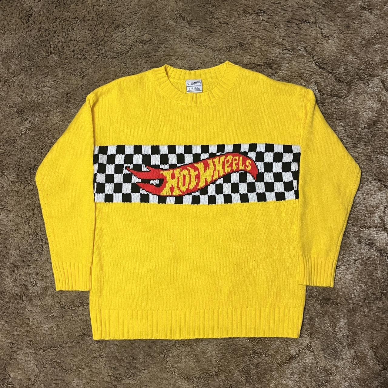 Vintage Hot Wheels Knit Sweater Yelllow... - Depop