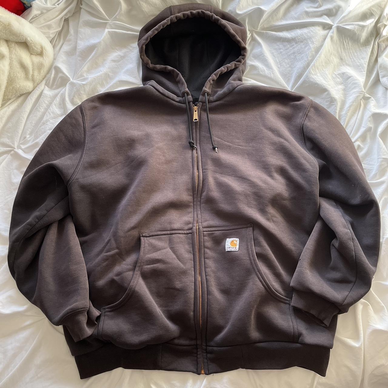 faded brown carhartt zip up hooded sweatshirt -... - Depop