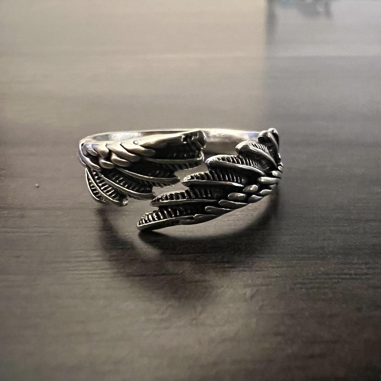 y2k feather adjustable ring 🪽🦅⛓️ *adjustable size... - Depop