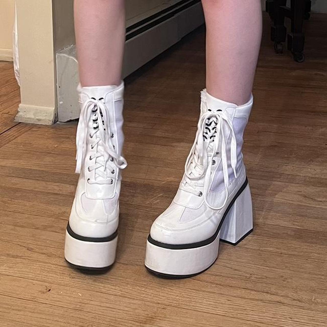 Fluffy platform boots. Scuff marks on side but... | Depop