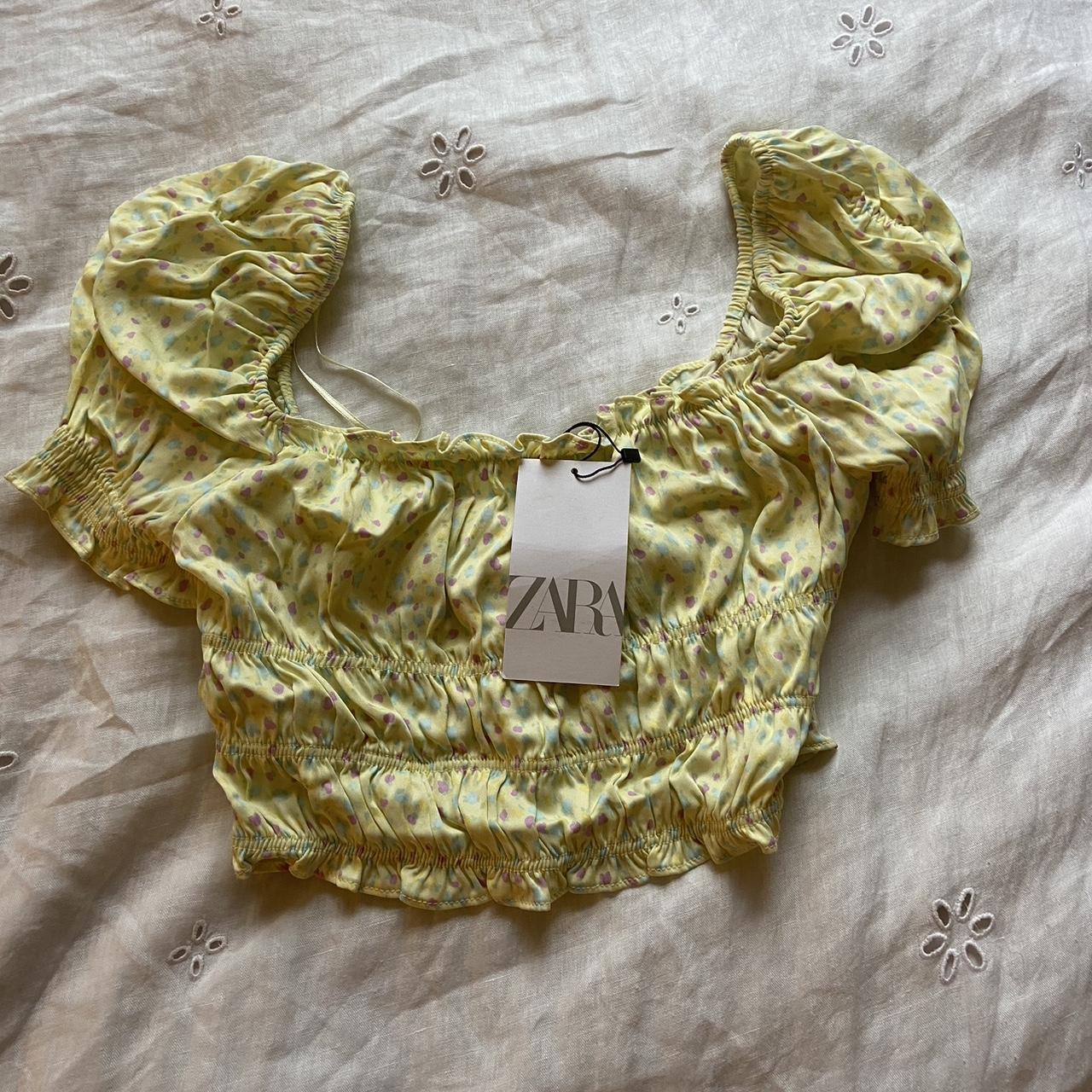 yellow cropped blouse super cute for summer or going... - Depop