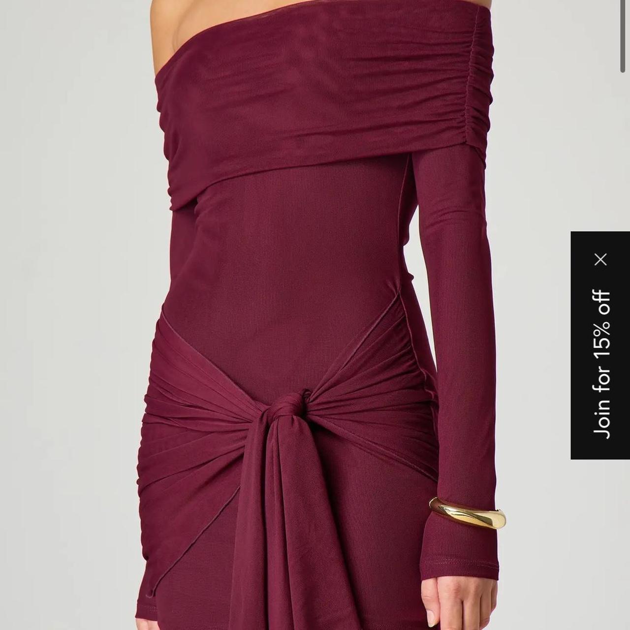 glassons burgundy mesh off shoulder mini dress worn... | Depop