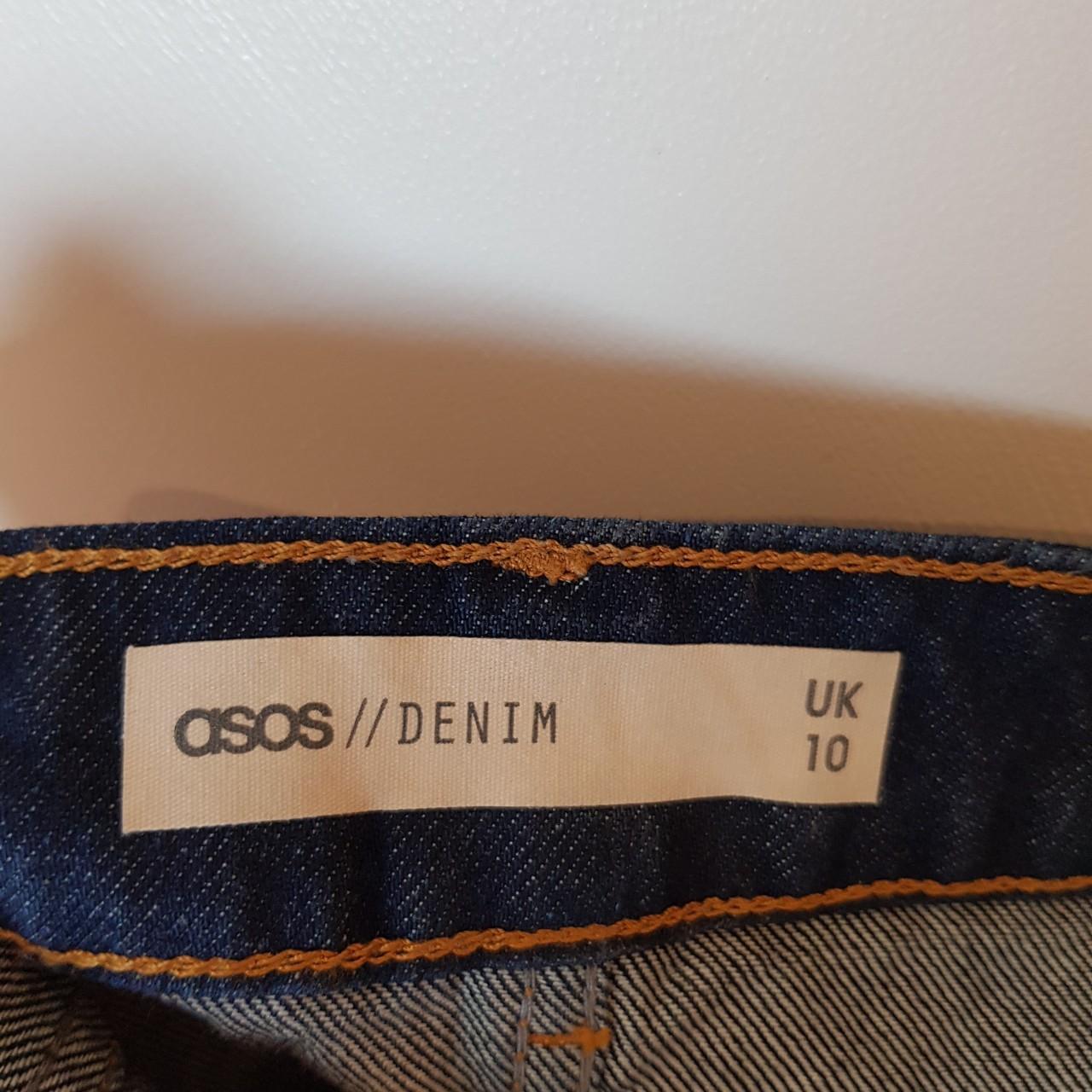 ASOS Denim mini skirt in dark blue size 10, worn but... - Depop